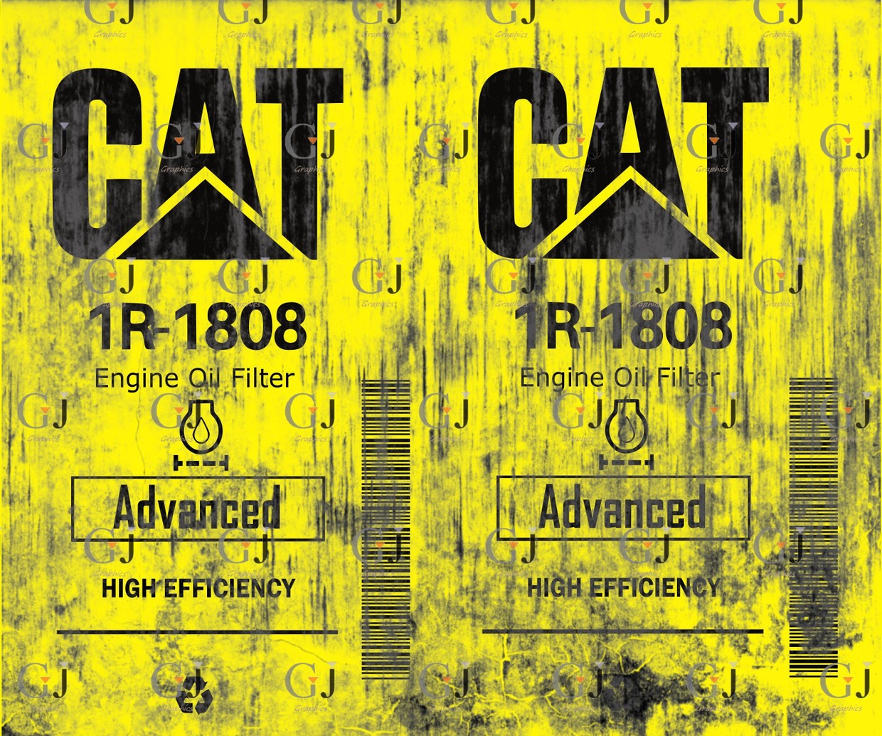 Dirty CAT Oil PNG Filter File 1808 Label Caterpillar M - PrintsPixel