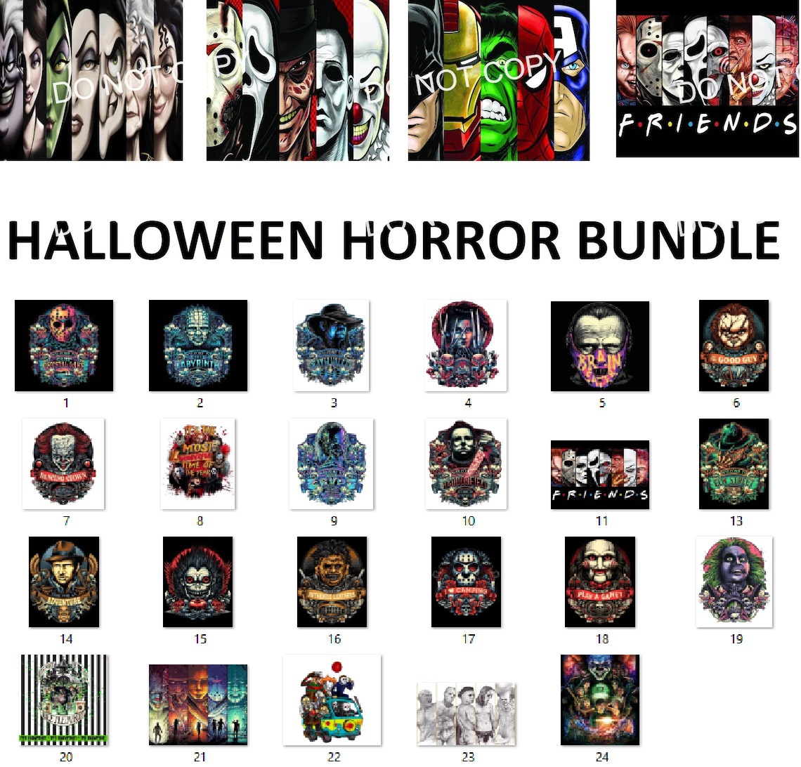 Bundle - Halloween Horror Tumbler PNG, Combo Hero Disn - PrintsPixel