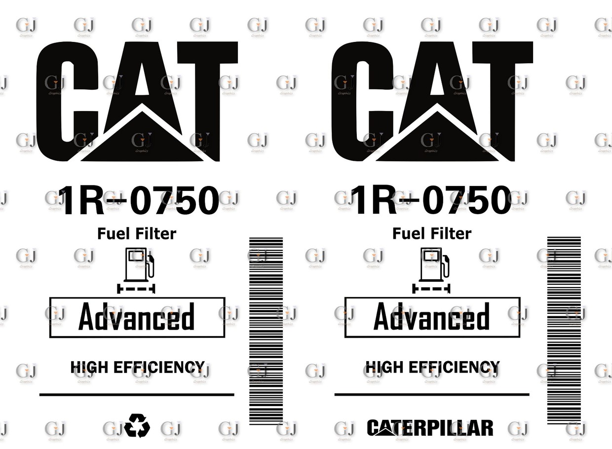 White CAT Fuel Filter Label File Caterpillar Motor Eng - PrintsPixel