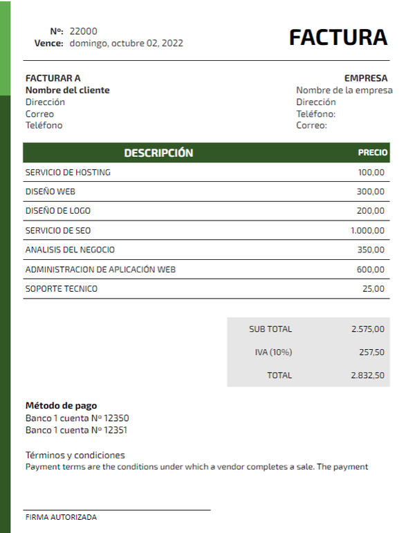 Plantilla de cotización de servicios Excel - Obed Alvarado