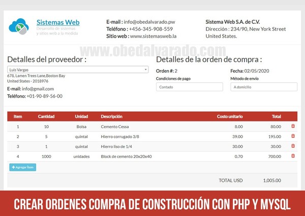 Plantilla de Factura Simple con Excel - Obed Alvarado