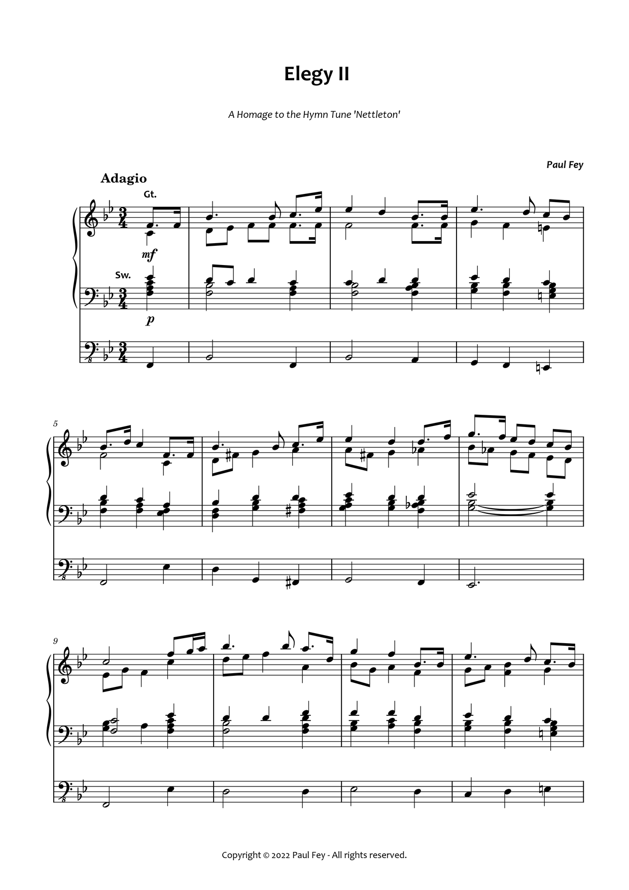 Elegy II (Sheet Music) - Paul Fey | Organist and Pianist