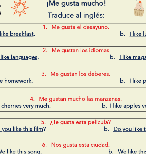 Me Gusta. ( Likes & Dislikes in Spanish) - Euroclub Schools
