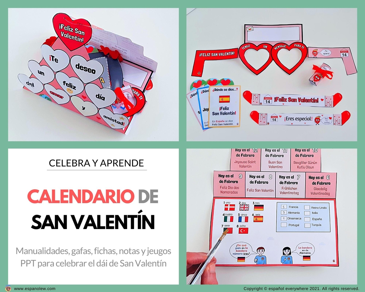 💻 Pack ´CALENDARIO-MENSAJE DE SAN VALENTÍN´- Países, b - español everywhere