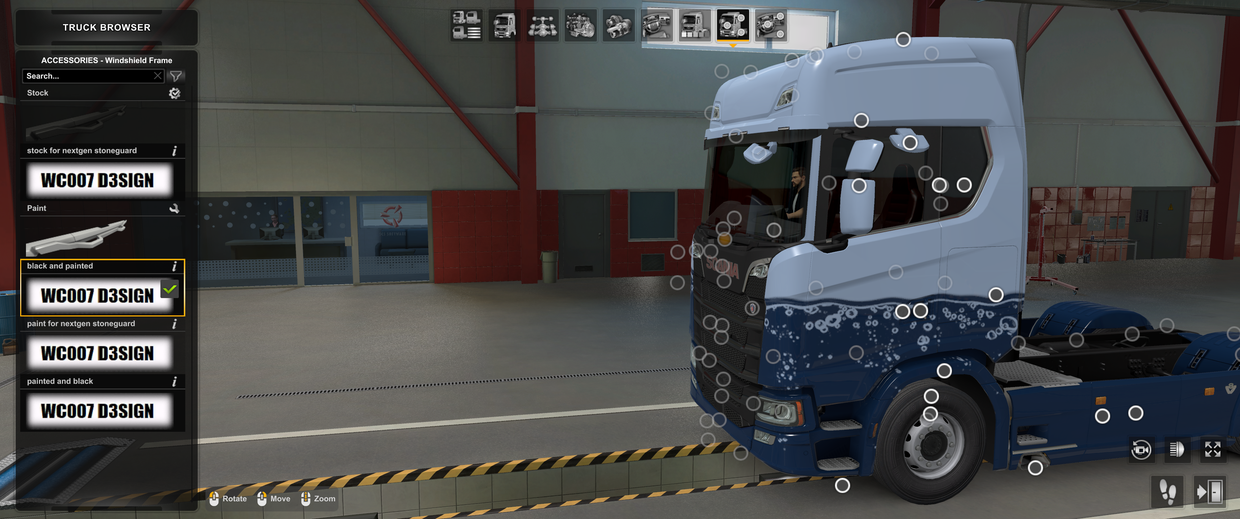 [frnt_window_frame tuning part] Scania NG semi black - ETS2 mods