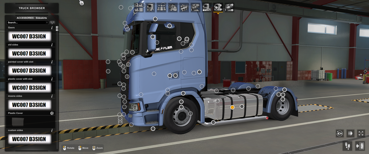 [left exhaust tuning part] Scania NG side pipes for ta - ETS2 mods