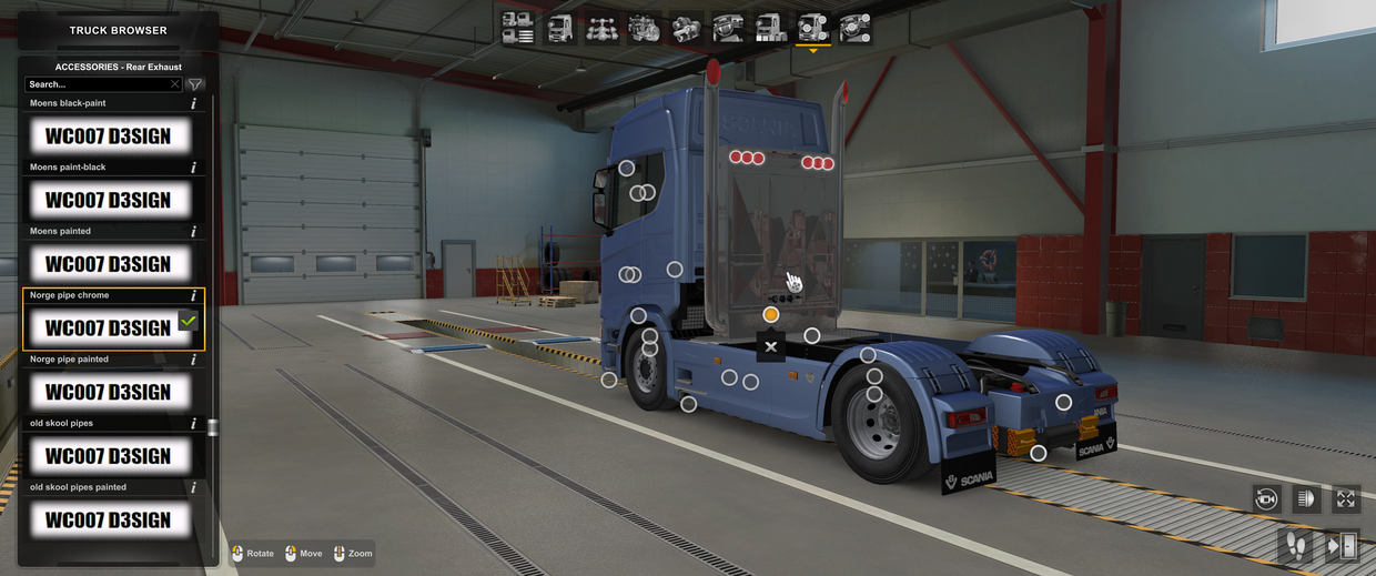 [rear exhaust tuning part] Scania NG Norge pipes - ETS2 mods